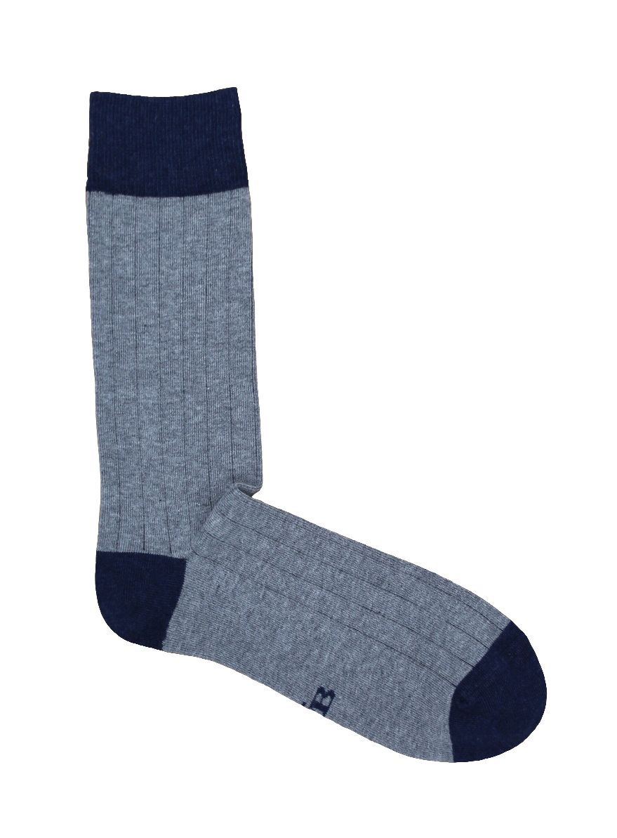 LIGHT GRAY RIBBED SOCKS - NAVY BLUE